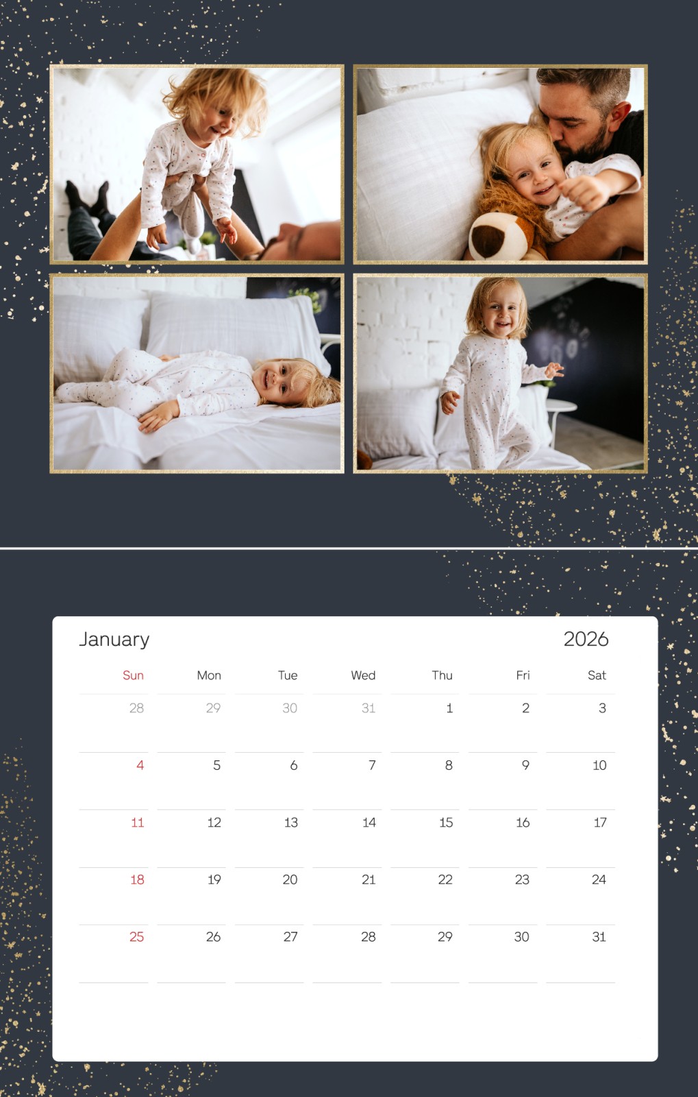 Metallic Scattered Frame - Personalised Wall Calendar | Optimalprint