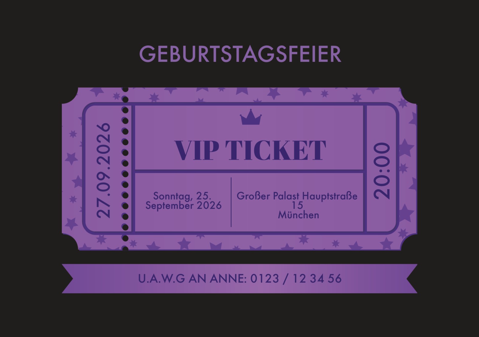 Einladung Geburtstag VIP-Eintrittskarte - Geburtstagseinladungen ...